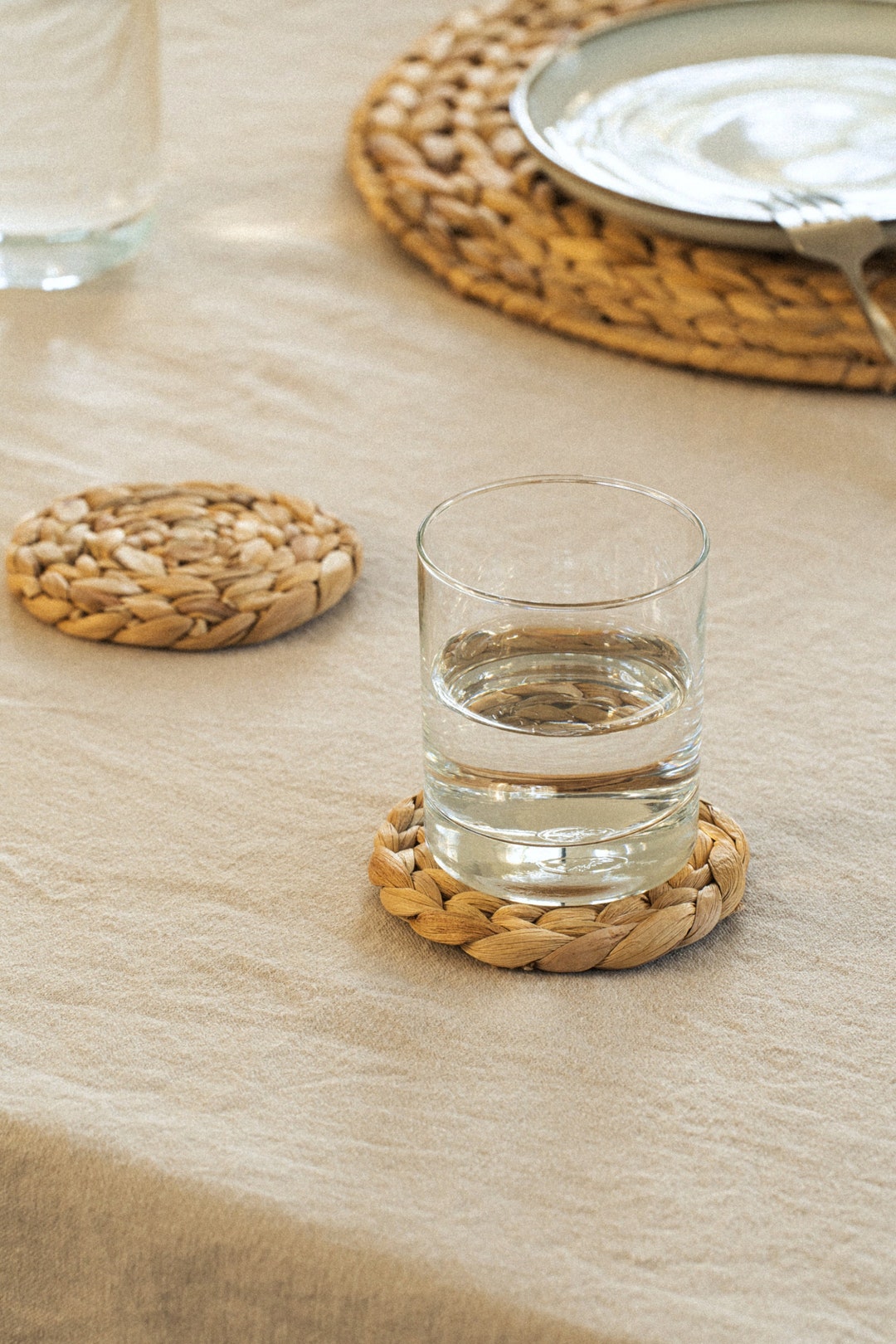 Water Hyacinth Coasters Set of 4, Round Set of Coasters for Cups, Hand ...