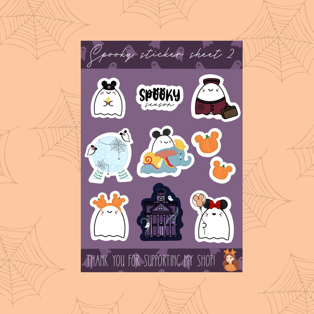Theme Park Ghosties Series 2 Sticker Sheet - Etsy