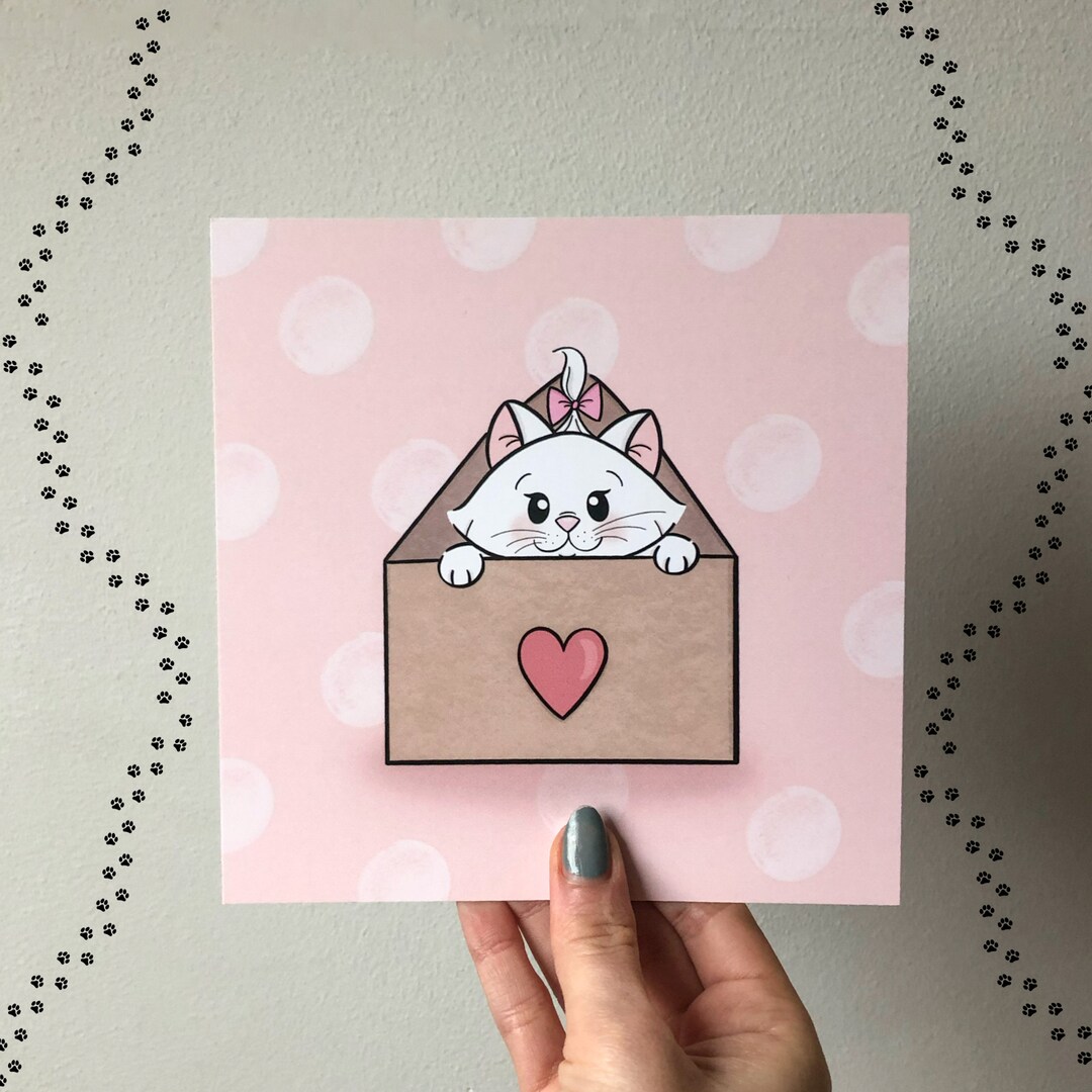 Cute Cat in Envelope Mini Print - Etsy