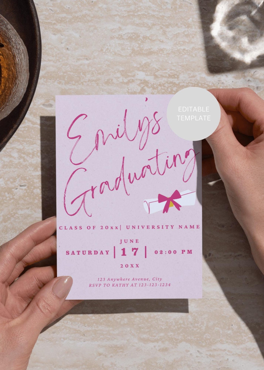 Editable Graduation Party Invitation Template Custom Graduation EVITE ...