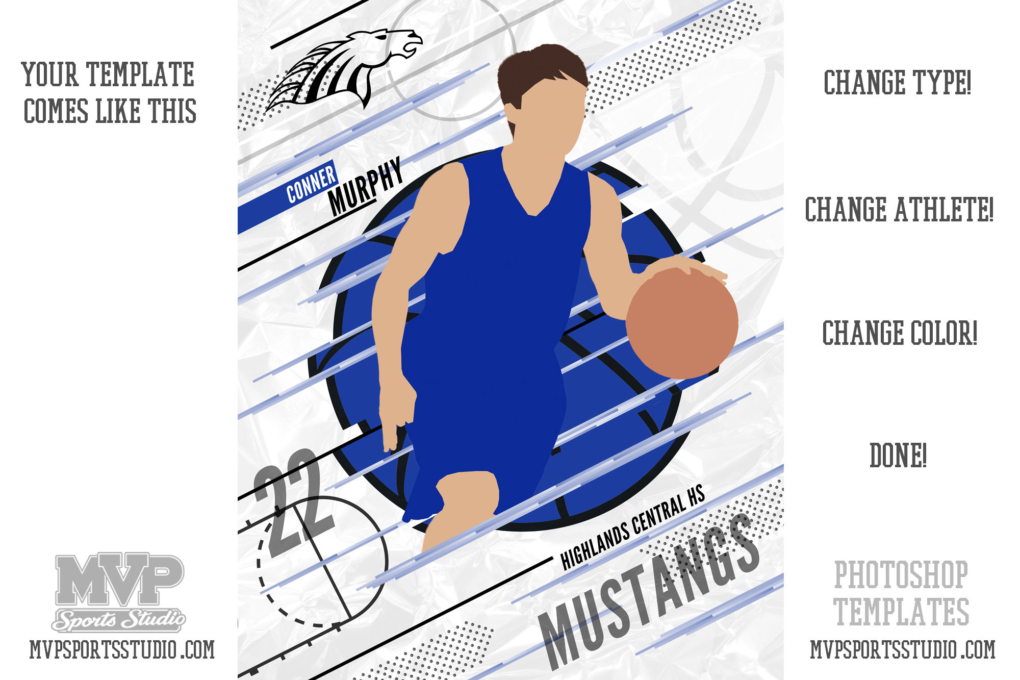 Basketball Poster Photoshop Template, Sports Portrait (digital Download ...