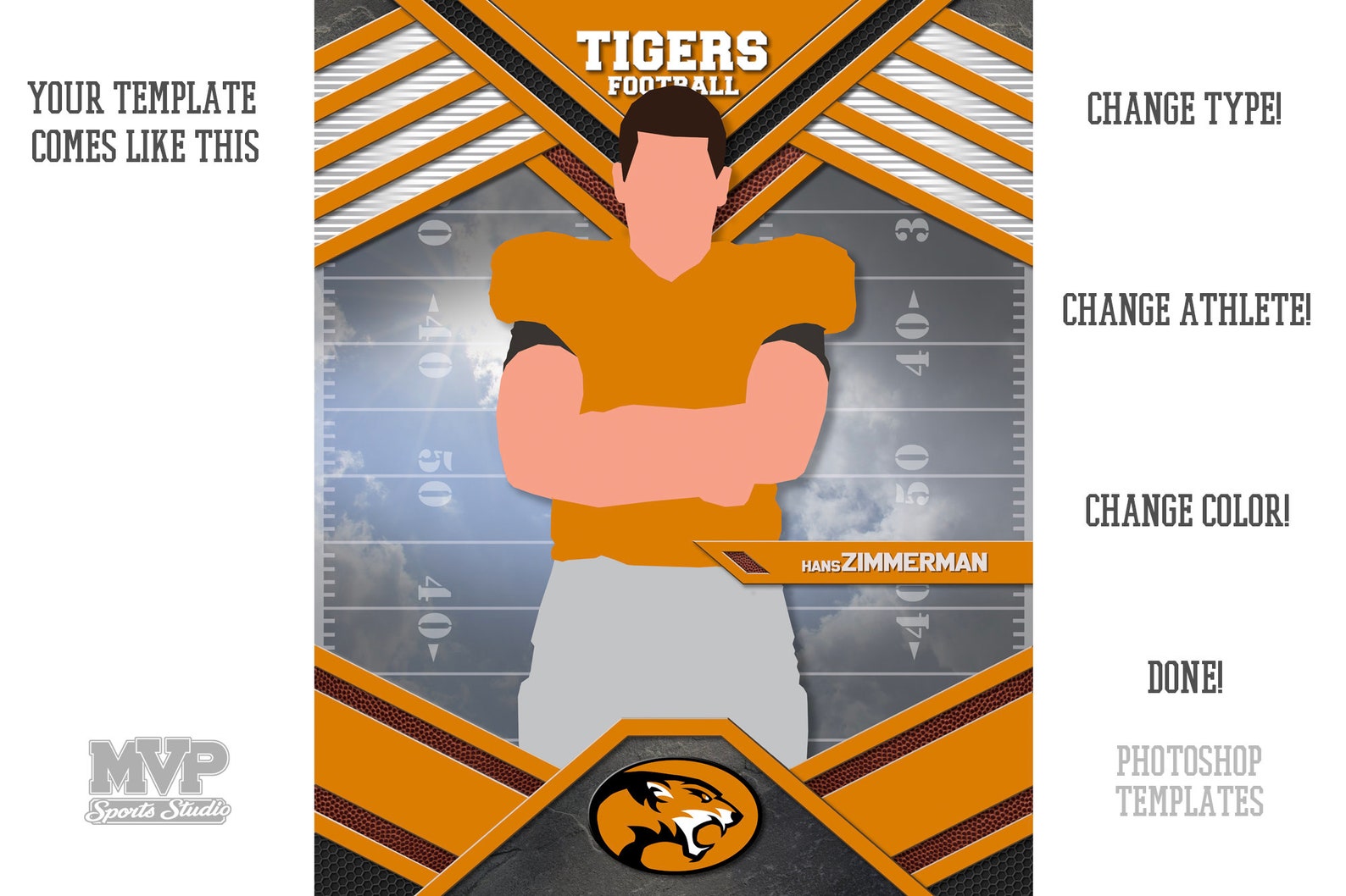 MVP Sports Studio Football Photoshop Template 010 Template | Etsy