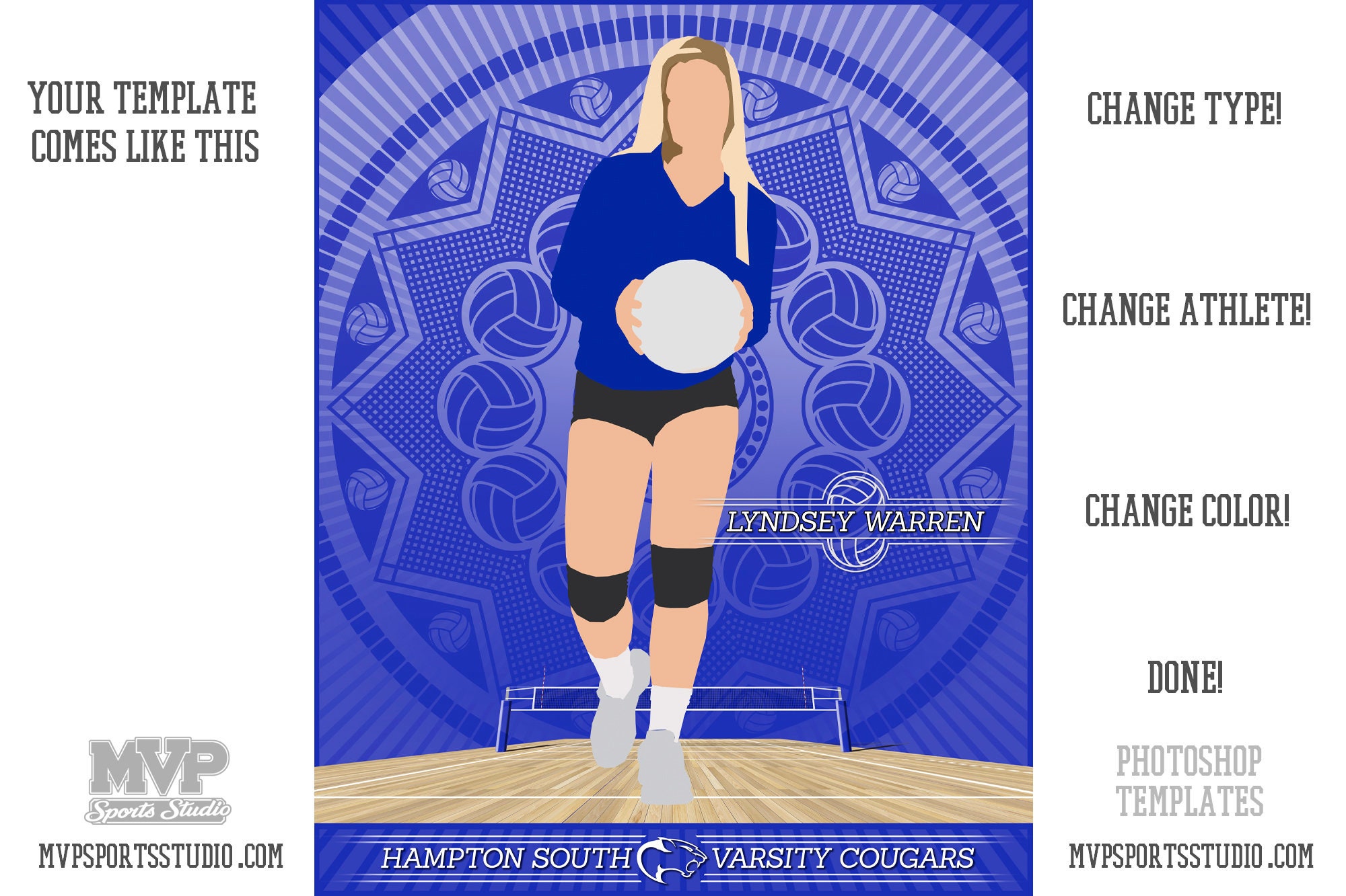 MVP Sports Studio Volleyball Photoshop Template 050, Template ...