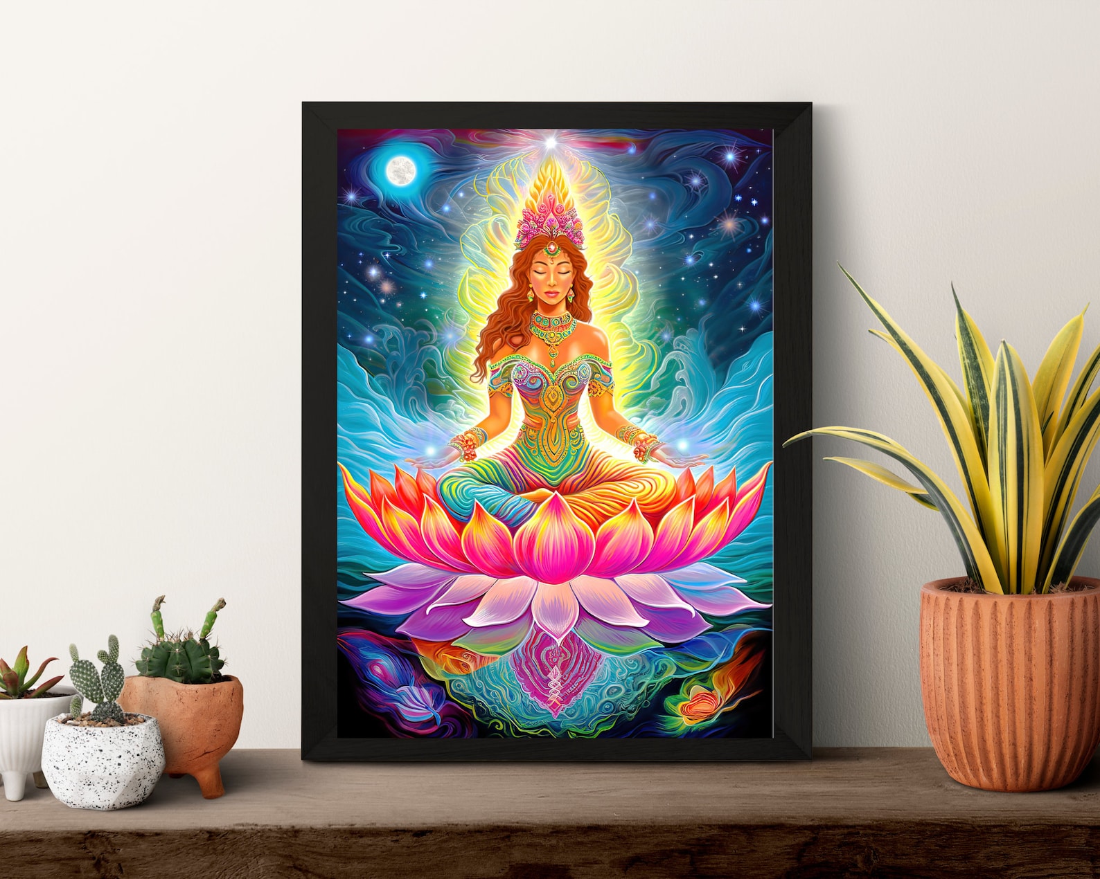 Spiritual Art Print Lotus Meditation Lakshmi Hippie Divine Feminine ...