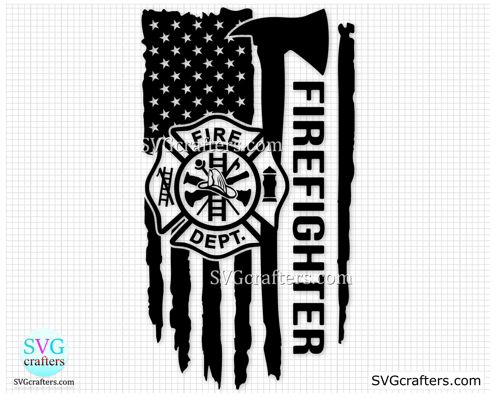 Firefighter Flag Svg