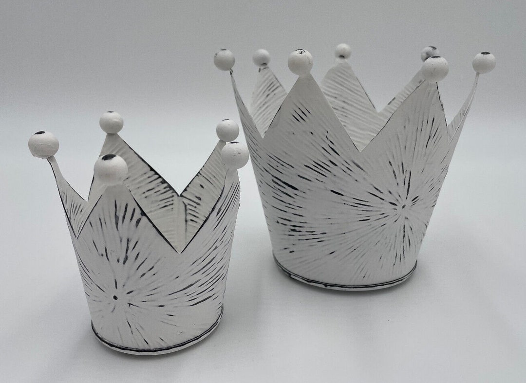Decorative CROWN Metal White Metal Crown Set of 2 Vintage Shabby TOP - Etsy