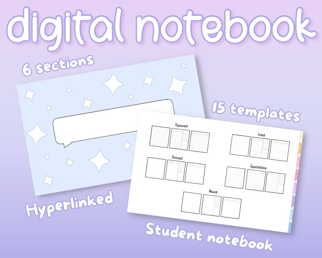Student Blue Digital Notebook, Hyperlink, Horizontal. Notebook for Ipad ...