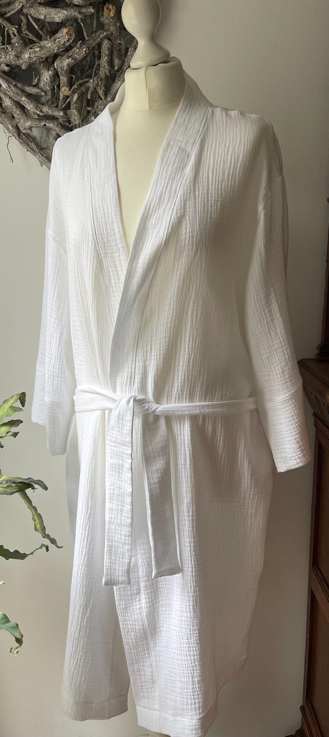Muslin Kimono Coat, Calf-length, Colors (green and Grey Tones ...