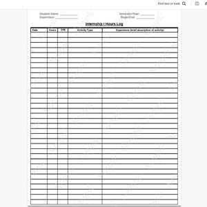 Editable/printable Internship Hours and Description Log (word & PDF) - Etsy