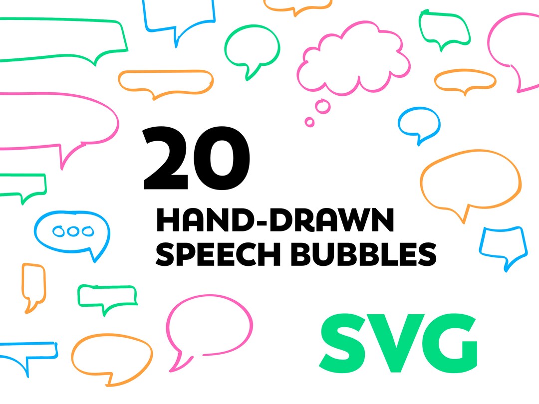 Hand-drawn Svg Speech Bubbles and Text Bubbles for Cricut Vinyl Cutouts ...