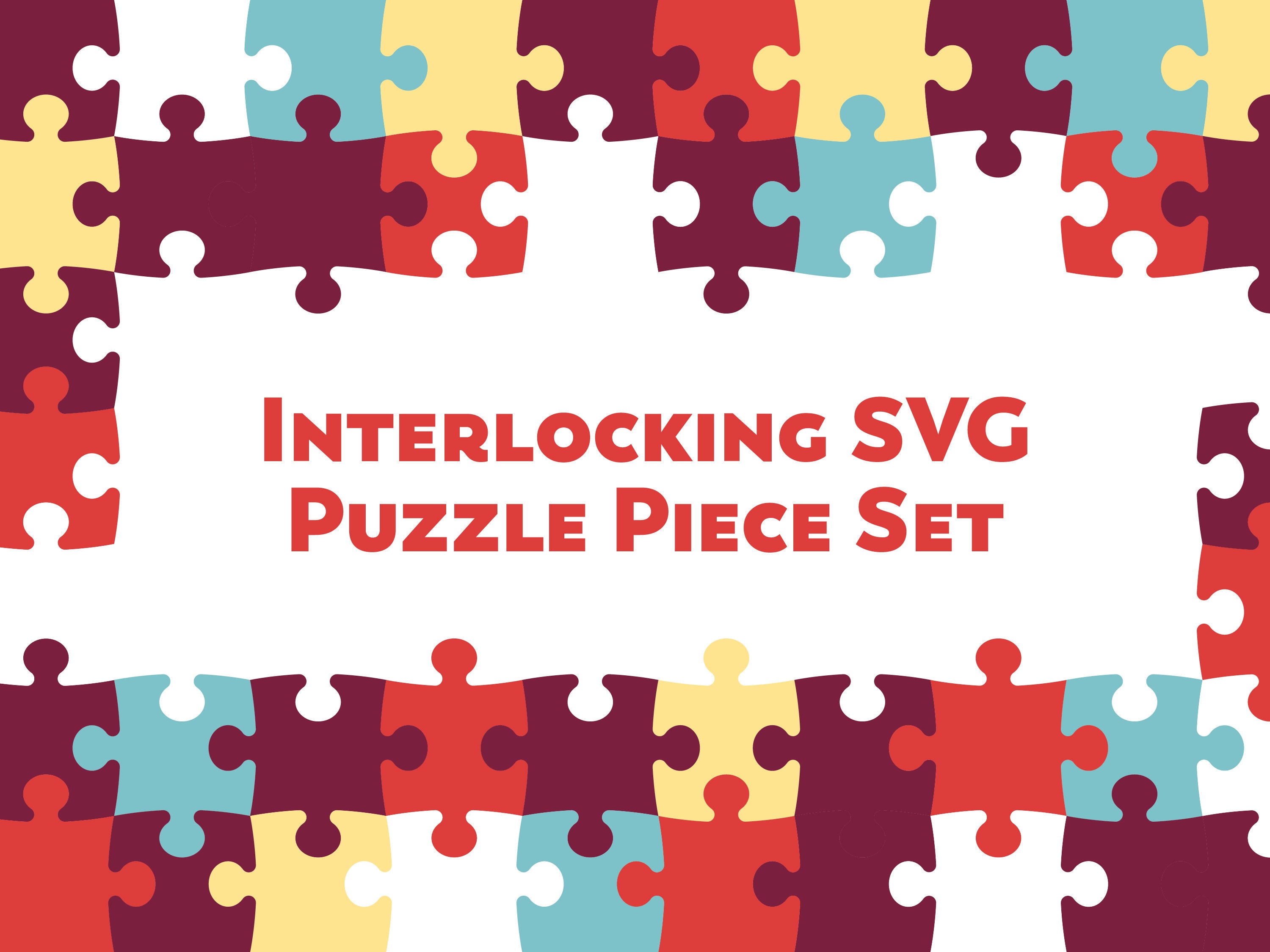 Interlocking SVG Puzzle Pieces for Vinyl Cutout Machines Like Cricut ...