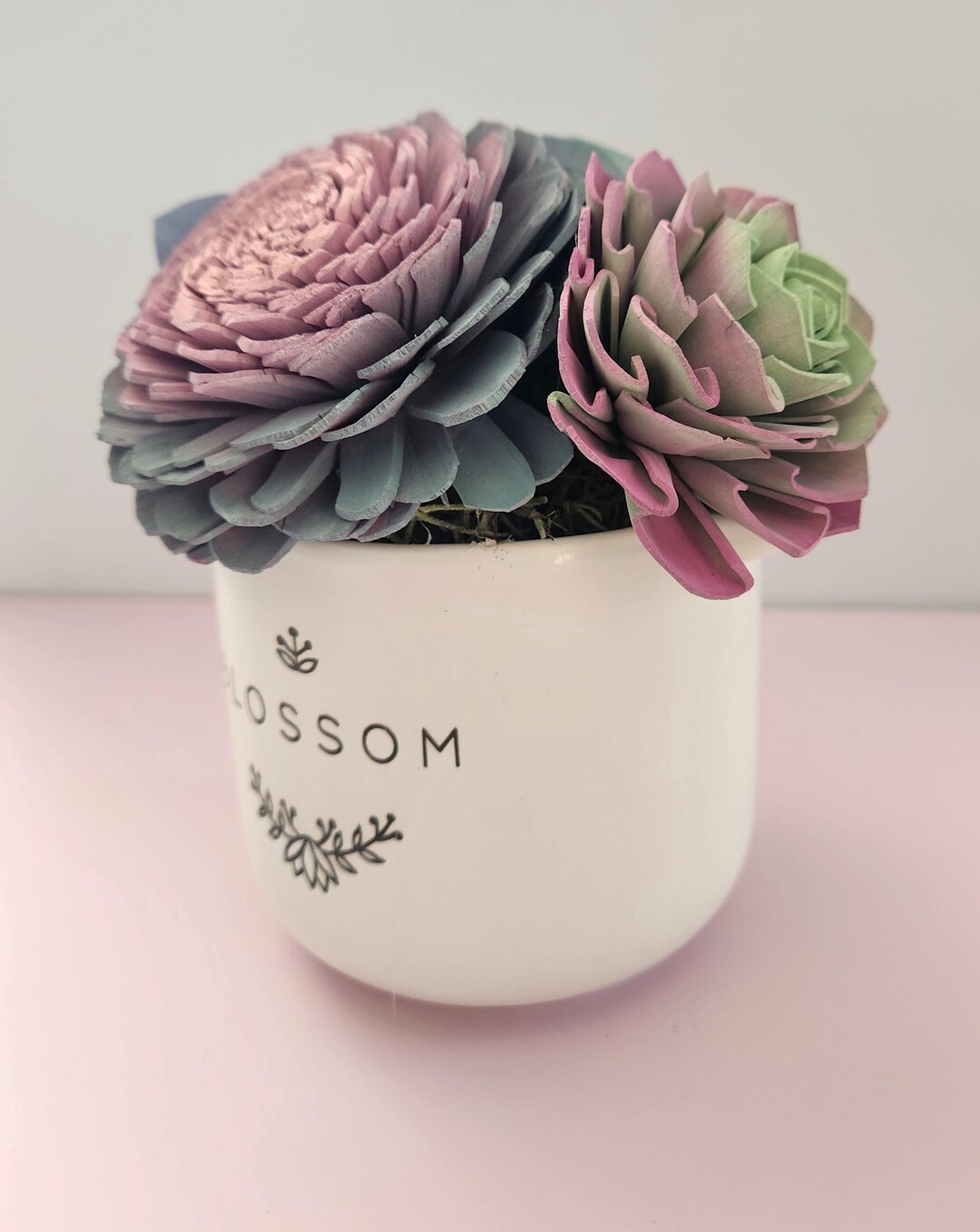 Sola Wooden Succulent Bouquet Centerpiece Gift Wood Flowers in Ceramic ...