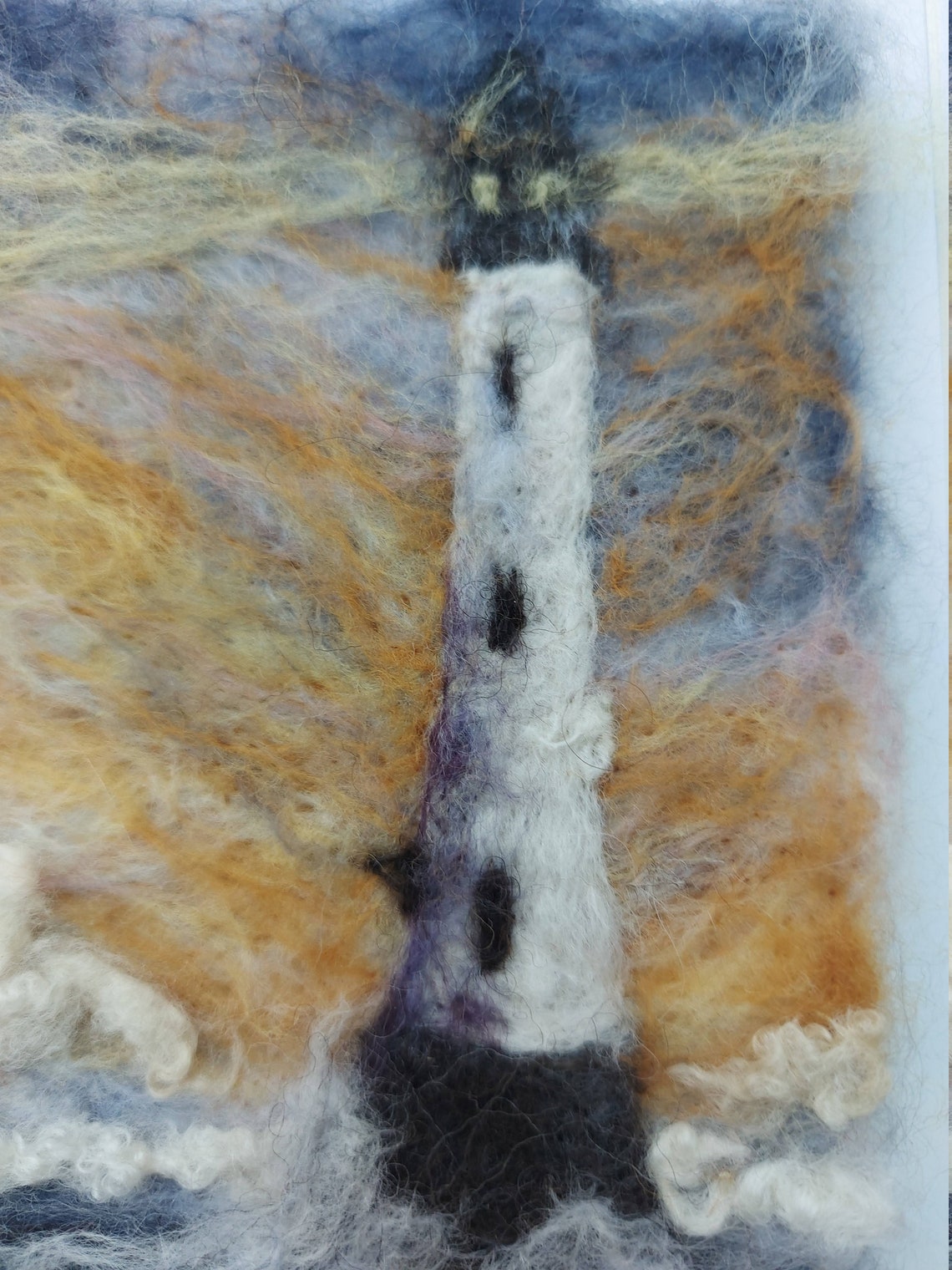 Bell Rock Lighthouse Framed Original Needle Felt Painting 10x 10 Frame ...