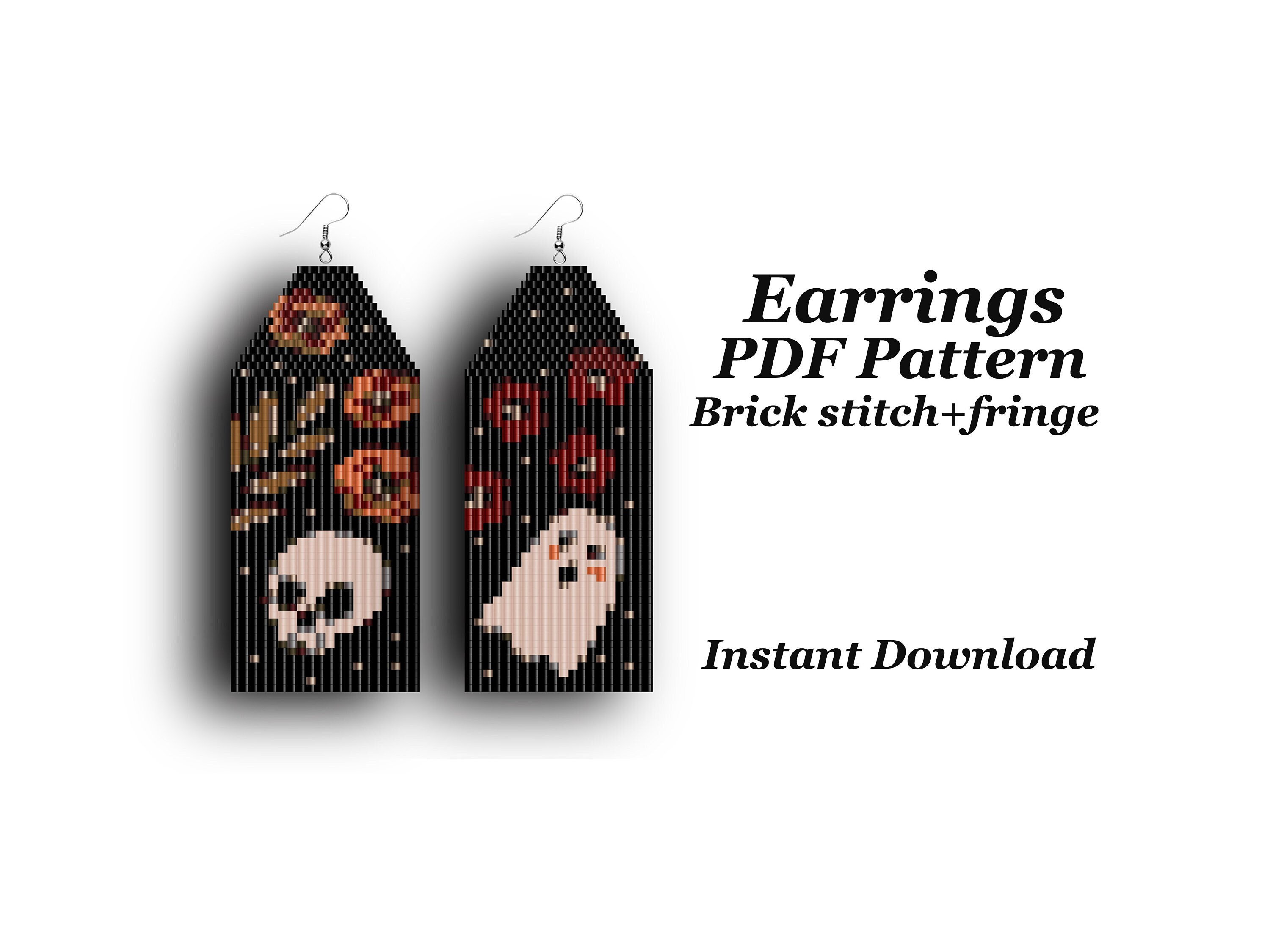 Beaded Halloween Earrings - Ghost and Skull Pattern PDF Earrings ...