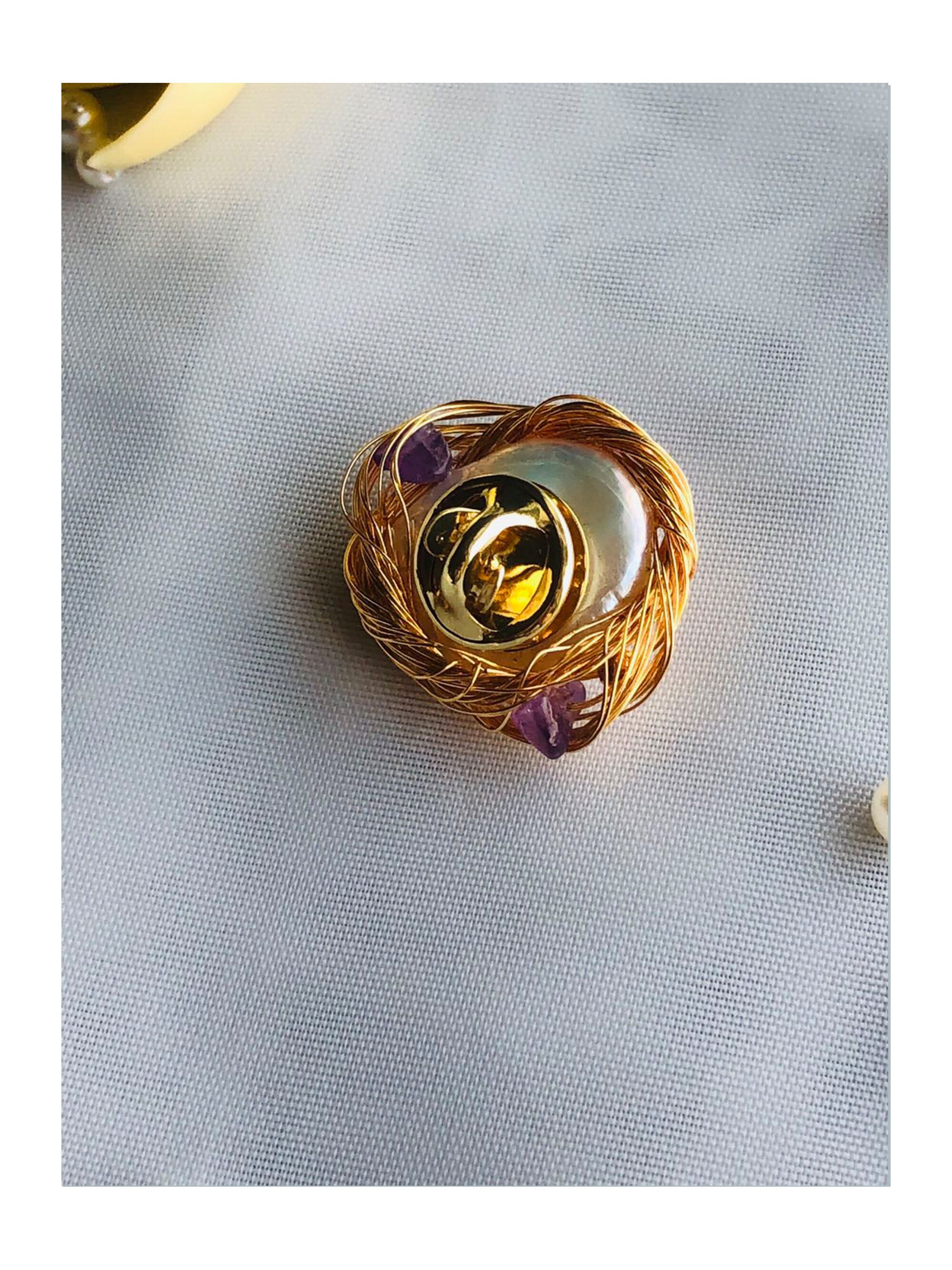 Handcrafted 14k Gilded Gold Pearl Pin - Etsy UK