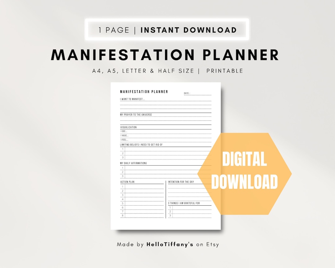 Daily Manifestation Planner Printable, Morning Routine for Manifesting ...