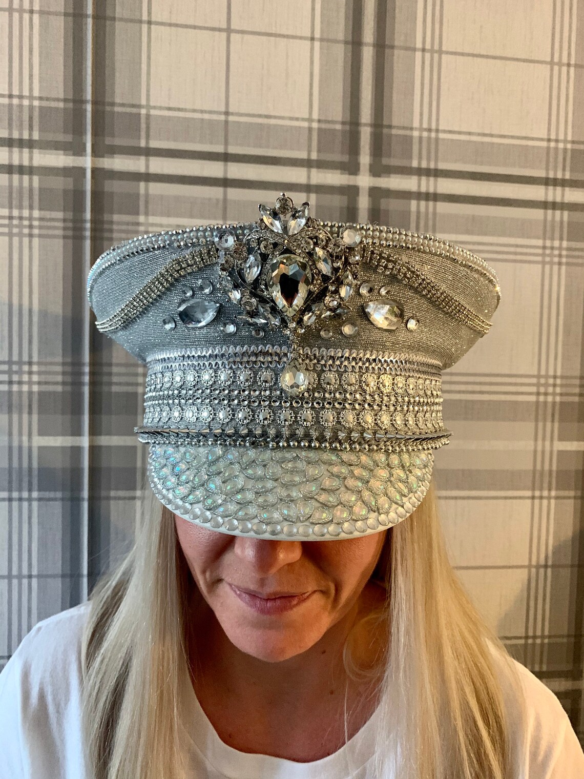 Silver bling and glitter hat with bold jewels. | Etsy