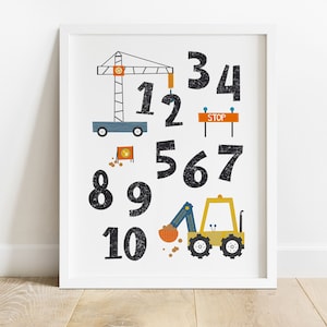CONSTRUCTION NUMBERS POSTER Kids Truck Wall Art Number Printable ...