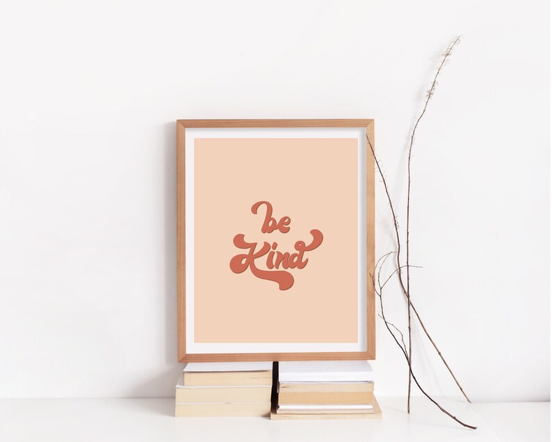 Be Kind Quote Print, Retro Vintage Wall Art, Boho Hippie Print, Modern ...