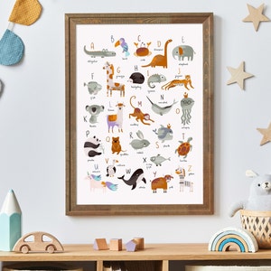Animal Alphabet Poster - Educational Wall Art - Gender Neutral Playroom ...