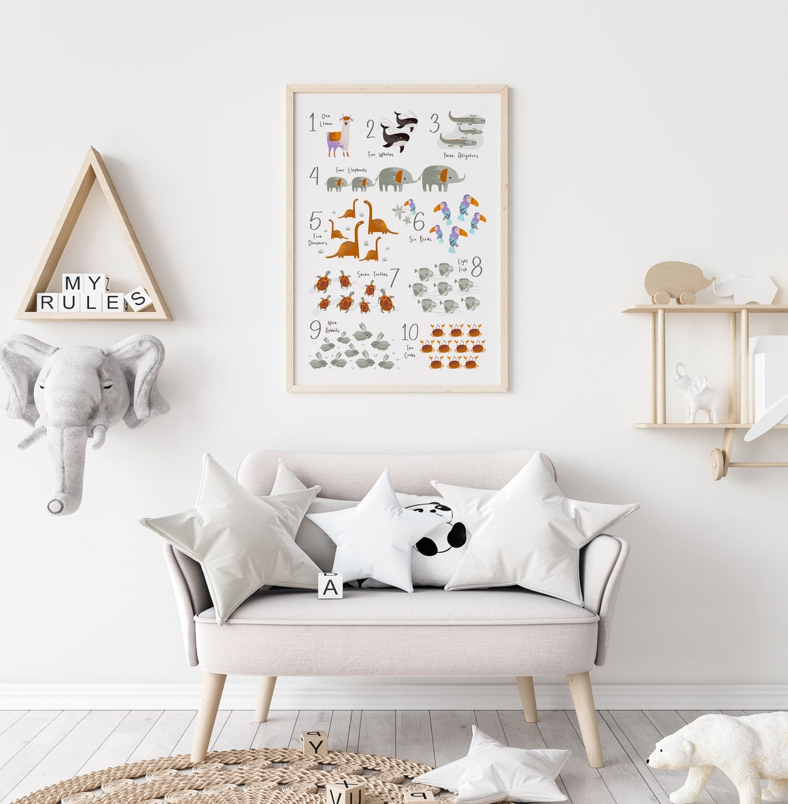 Animal Number Chart Learning Numbers Educational Poster - Etsy