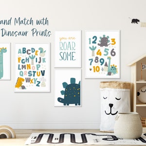 Dinosaur Alphabet and Numbers Poster Set of 2, Dinosaur Nursery Wall ...
