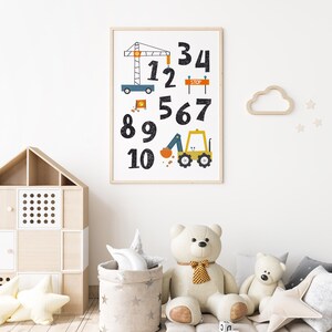 CONSTRUCTION NUMBERS POSTER Kids Truck Wall Art Number Printable ...