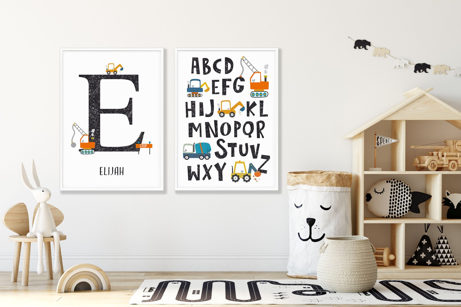 NURSERY ALPHABET POSTER Construction Truck Wall Art | Etsy