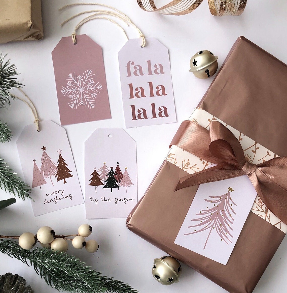 Boho Christmas Gift Tags Set of 8 Printable Holiday Gift | Etsy