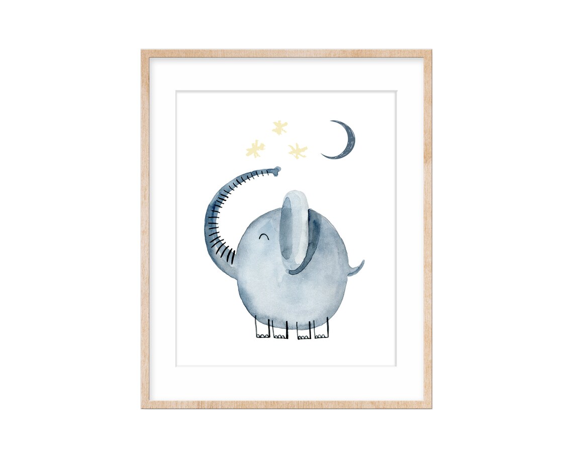Elephant Nursery Art Print, Baby Elephant Wall Art, Safari Nursery ...