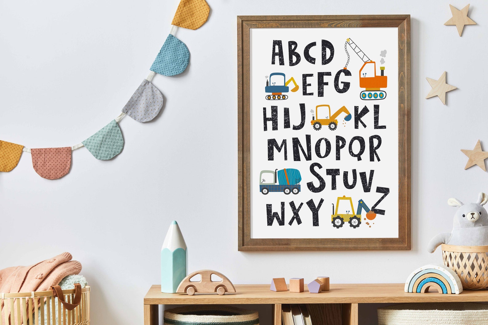 NURSERY ALPHABET POSTER Construction Truck Wall Art - Etsy