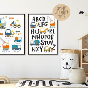 NURSERY ALPHABET POSTER Construction Truck Wall Art Nursery Abc ...