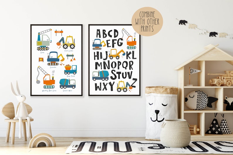 NURSERY ALPHABET POSTER Construction Truck Wall Art - Etsy