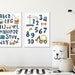 Numbers and Alphabet Poster Set Navy Construction Nursery Decor Toddler ...