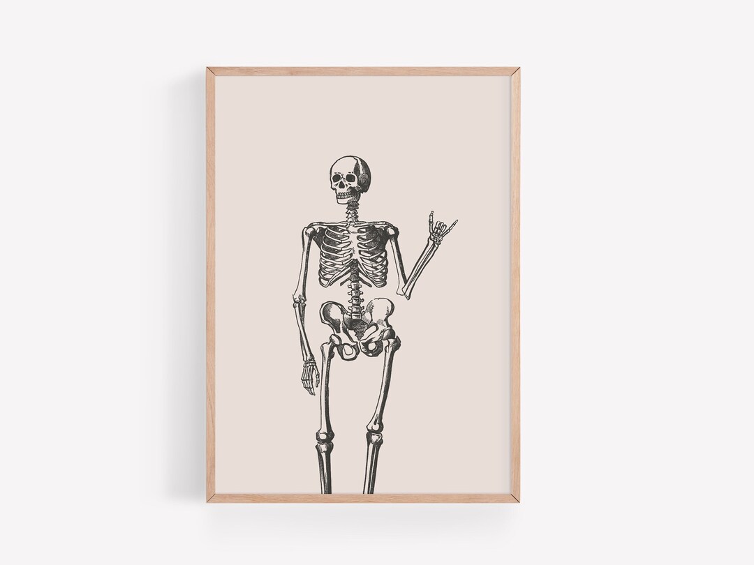 Halloween Skeleton Poster - Modern Halloween Printable - Boho Vintage ...