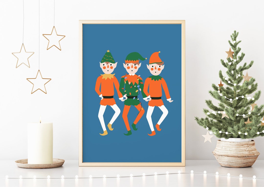 Christmas Elf Poster, Colorful Christmas Kids Wall Art, Whimsical Elf ...