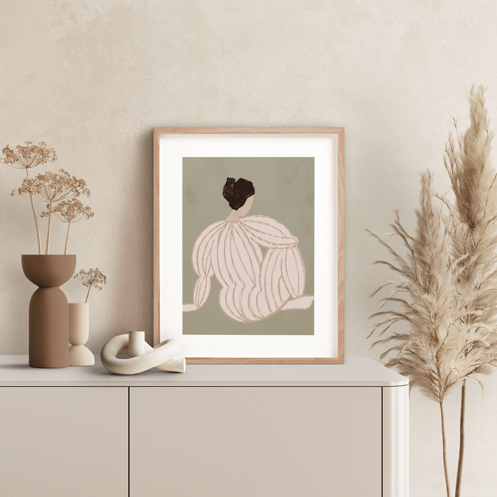 Boho Female Line Art Print Body Positive Art Minimalist - Etsy