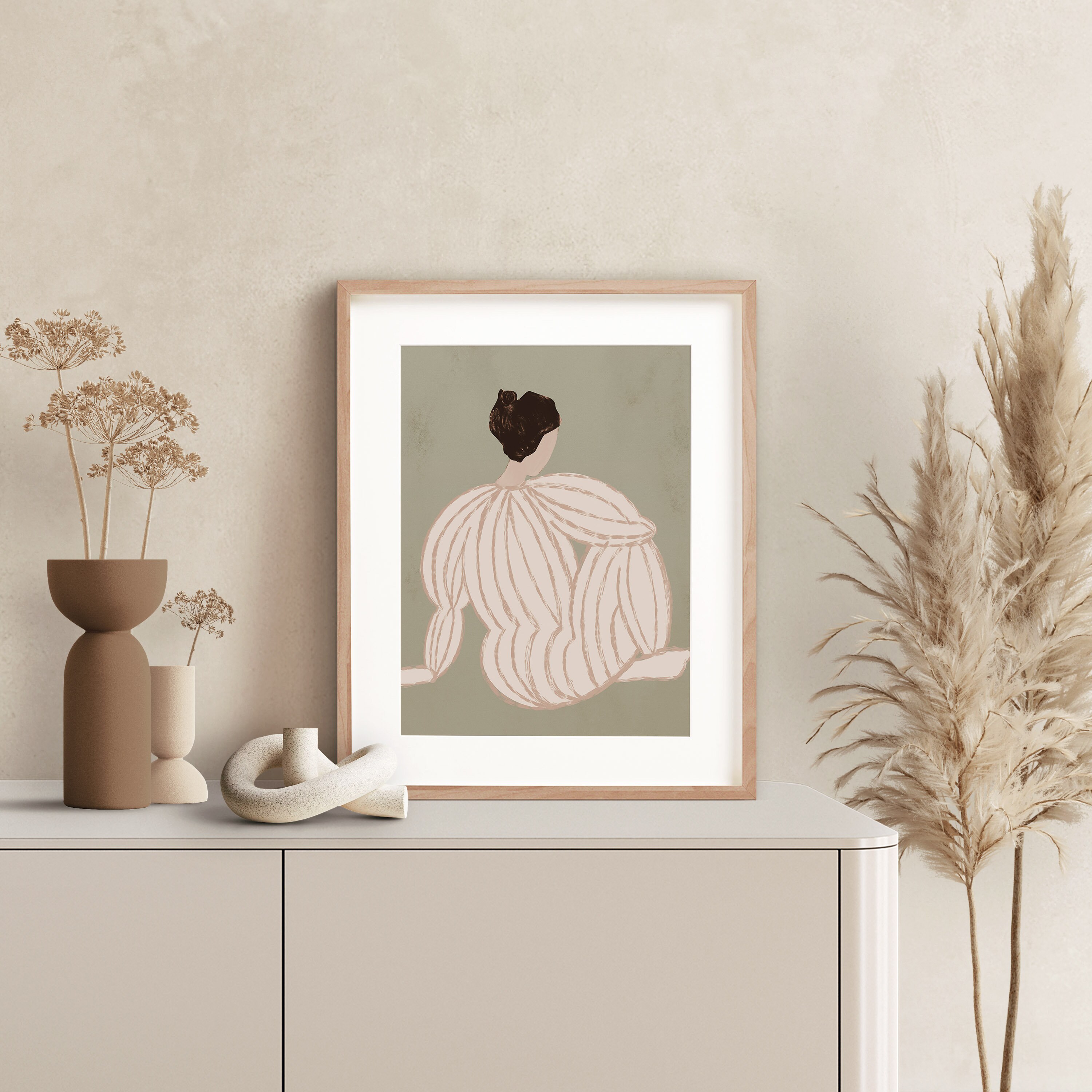 Boho Female Line Art Print Body Positive Art Minimalist - Etsy