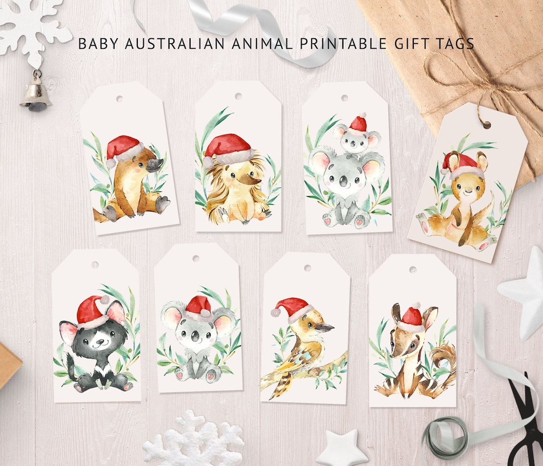 Australian Baby Animal Printable Christmas Gift Tag Set of 8, Kids ...