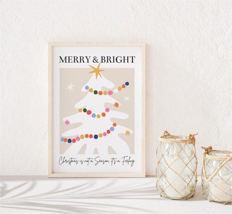 Christmas Tree Print - Merry and Bright Kids Holiday Decor - Minimal ...