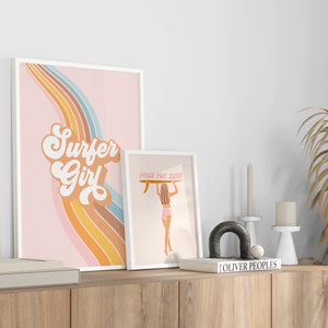Surfer Girl Print Set, Boho Gallery Wall Art Set of 6 Surf Posters ...
