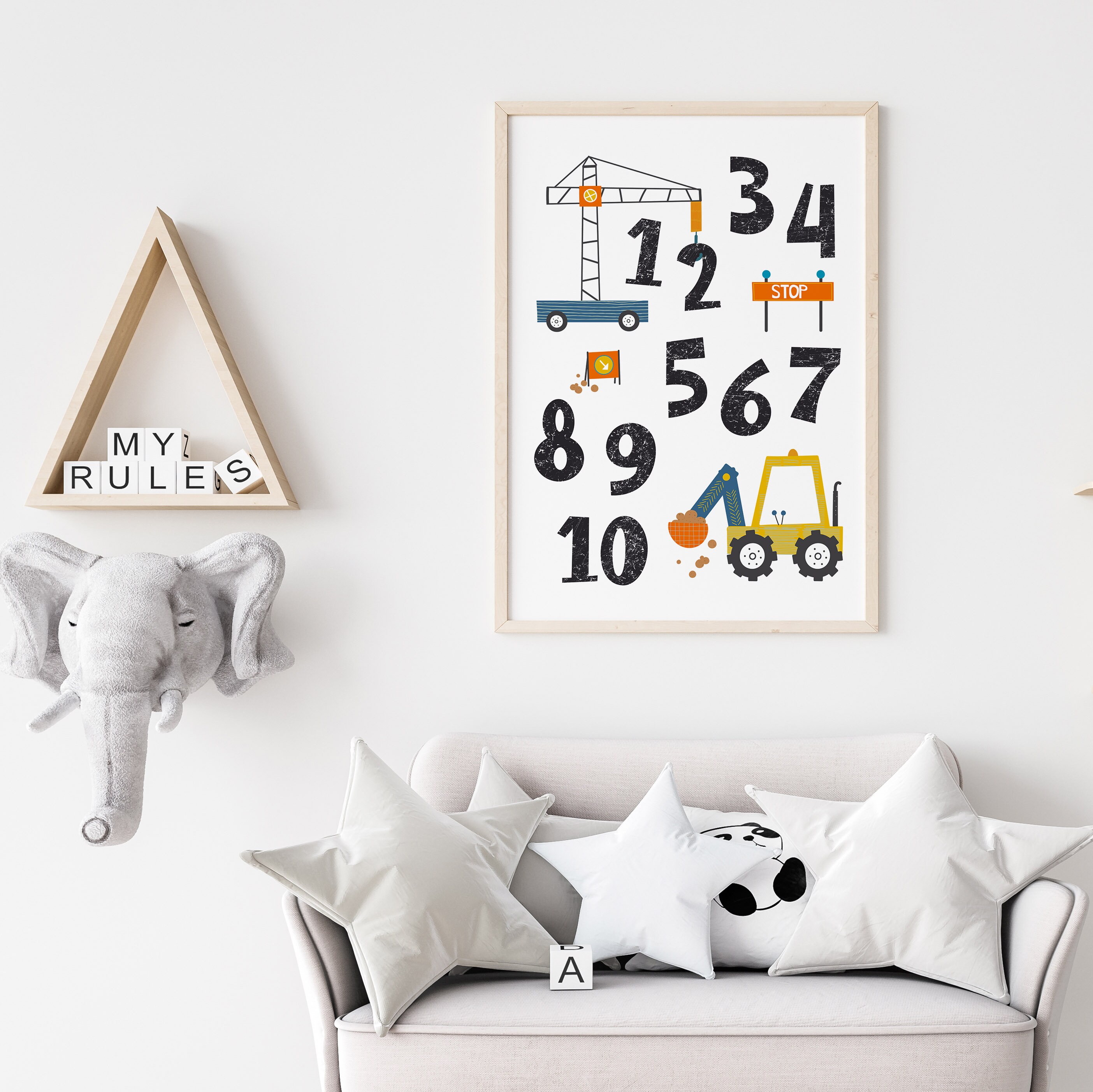 CONSTRUCTION NUMBERS POSTER Kids Truck Wall Art Number | Etsy