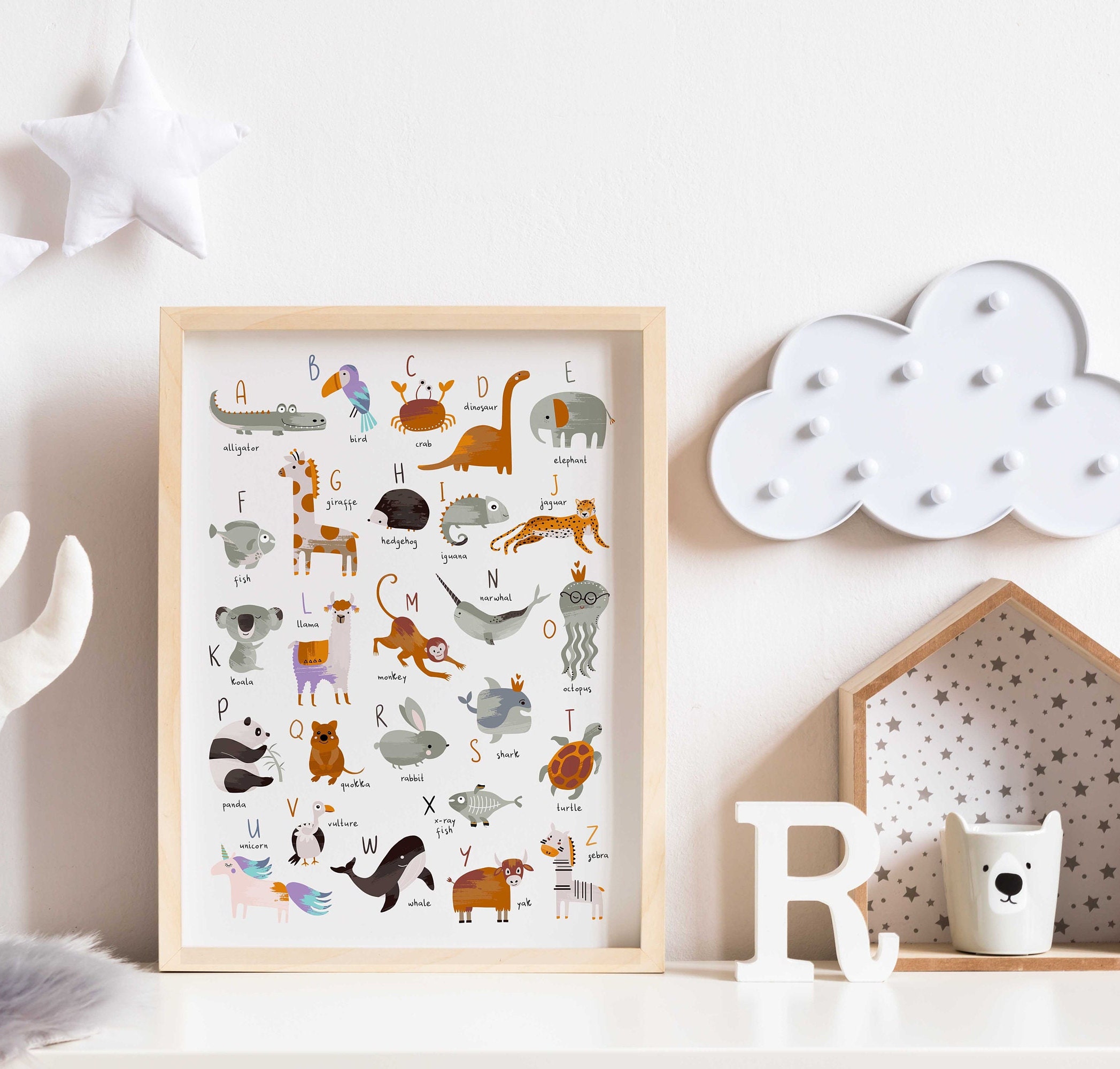 Animal Alphabet Poster - Educational Wall Art - Gender Neutral Playroom ...