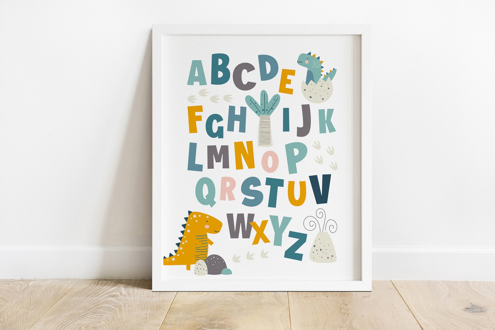 Dinosaur Alphabet and Numbers Poster Set of 2, Dinosaur Nursery Wall ...