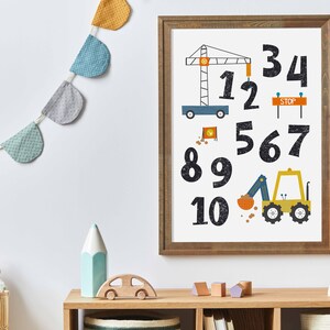 CONSTRUCTION NUMBERS POSTER Kids Truck Wall Art Number Printable ...
