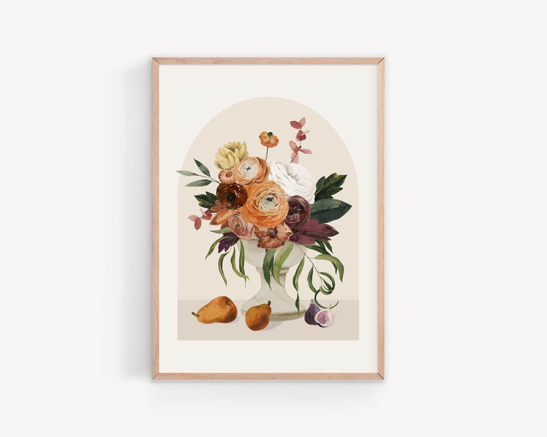 Autumn Floral Watercolour Still Life Print - Fall Flower Bouquet ...