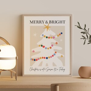 Christmas Tree Print Merry and Bright Kids Holiday Decor Minimal ...
