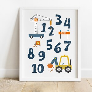 Numbers and Alphabet Poster Set - Navy Construction Nursery Decor ...