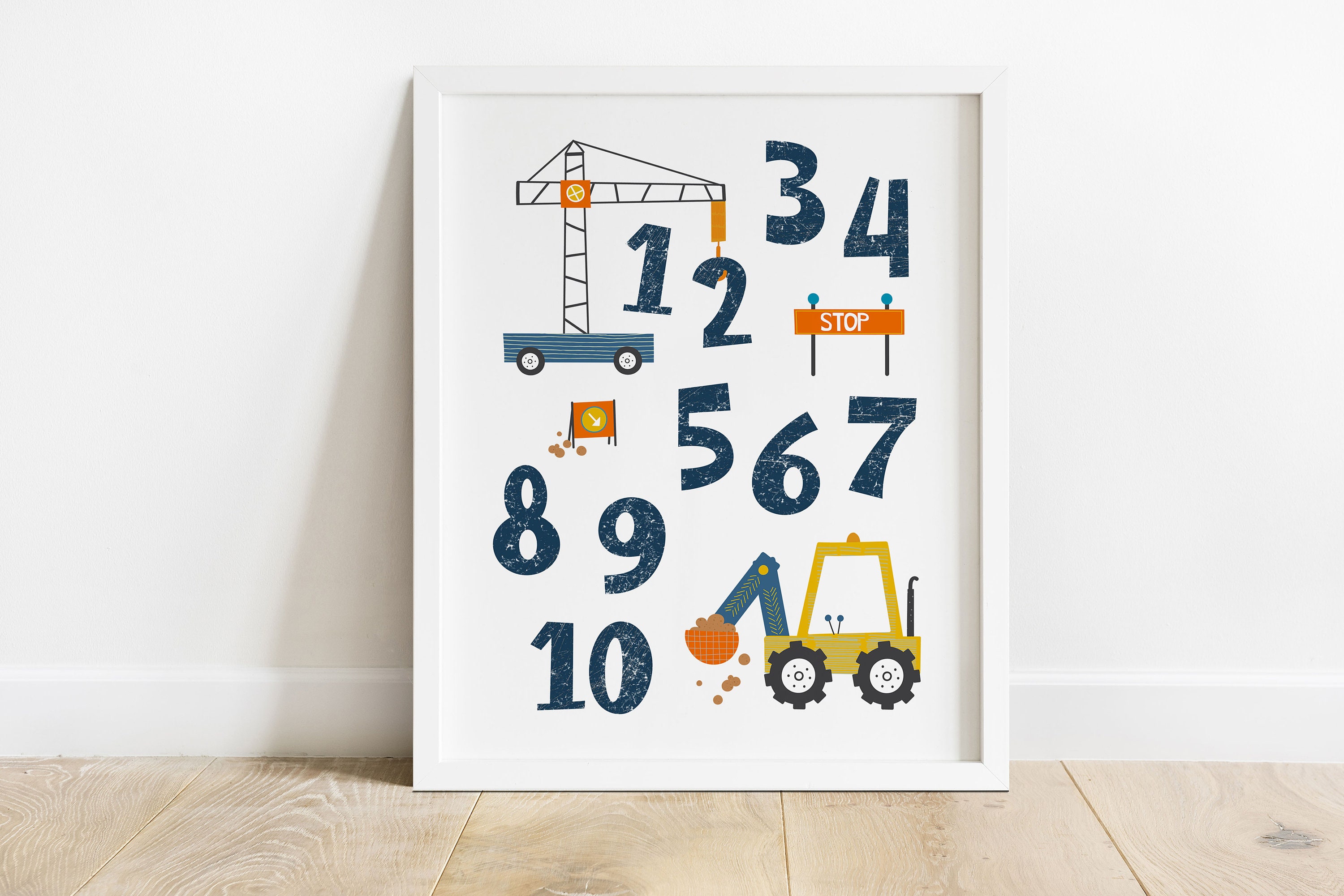 Numbers and Alphabet Poster Set - Navy Construction Nursery Decor ...