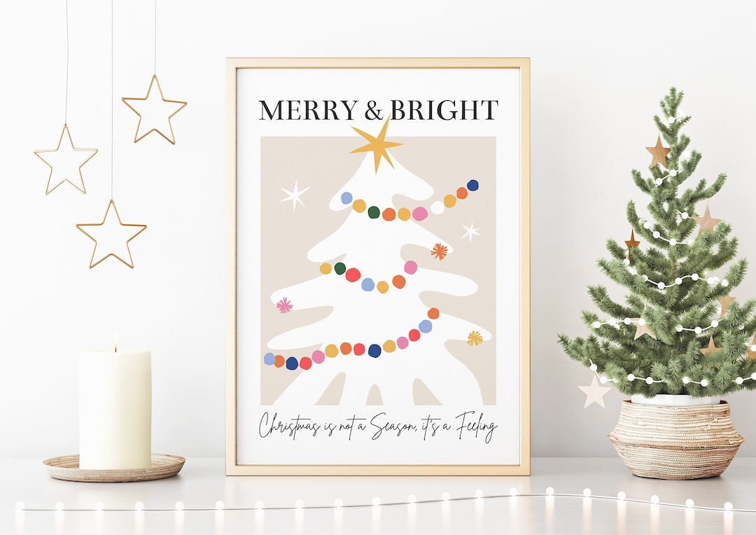 Christmas Tree Print Merry and Bright Kids Holiday Decor Minimal ...